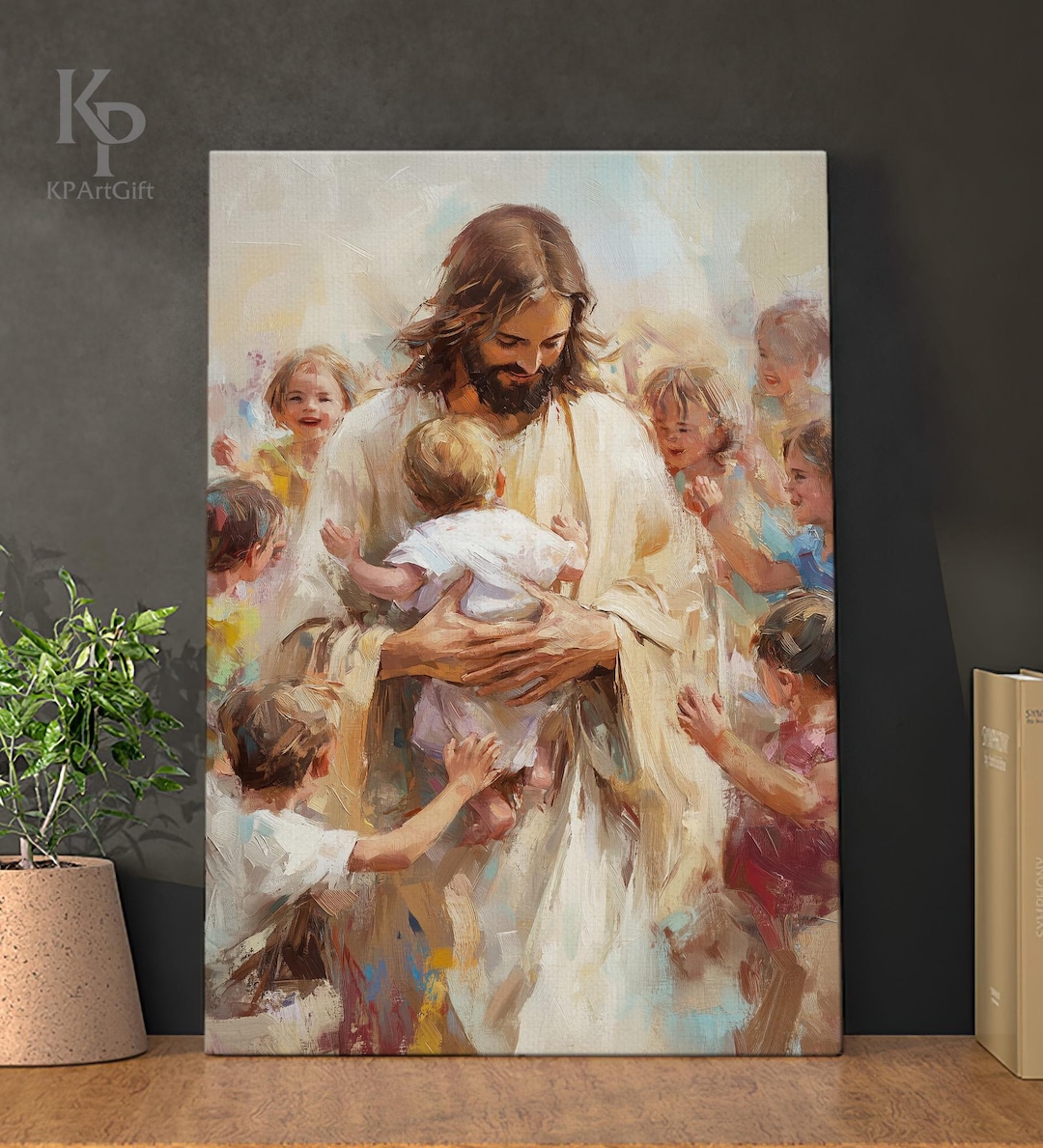 Jesus With Children Canvas, Christian Art of Jesus Embracing Kids ...