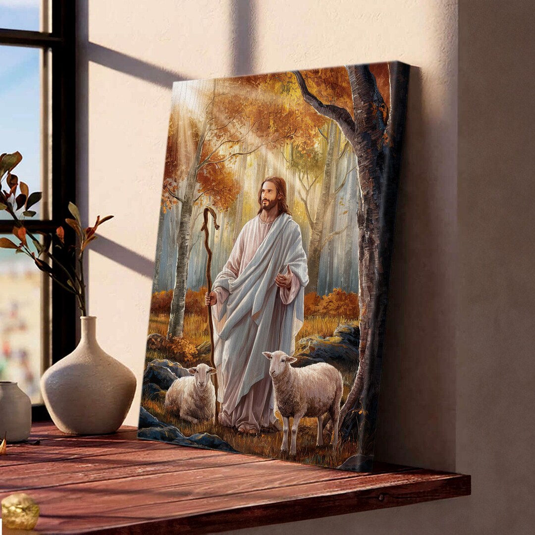 The Good Shepherd’s Love – Jesus and His Sheep Christian Canvas for ...