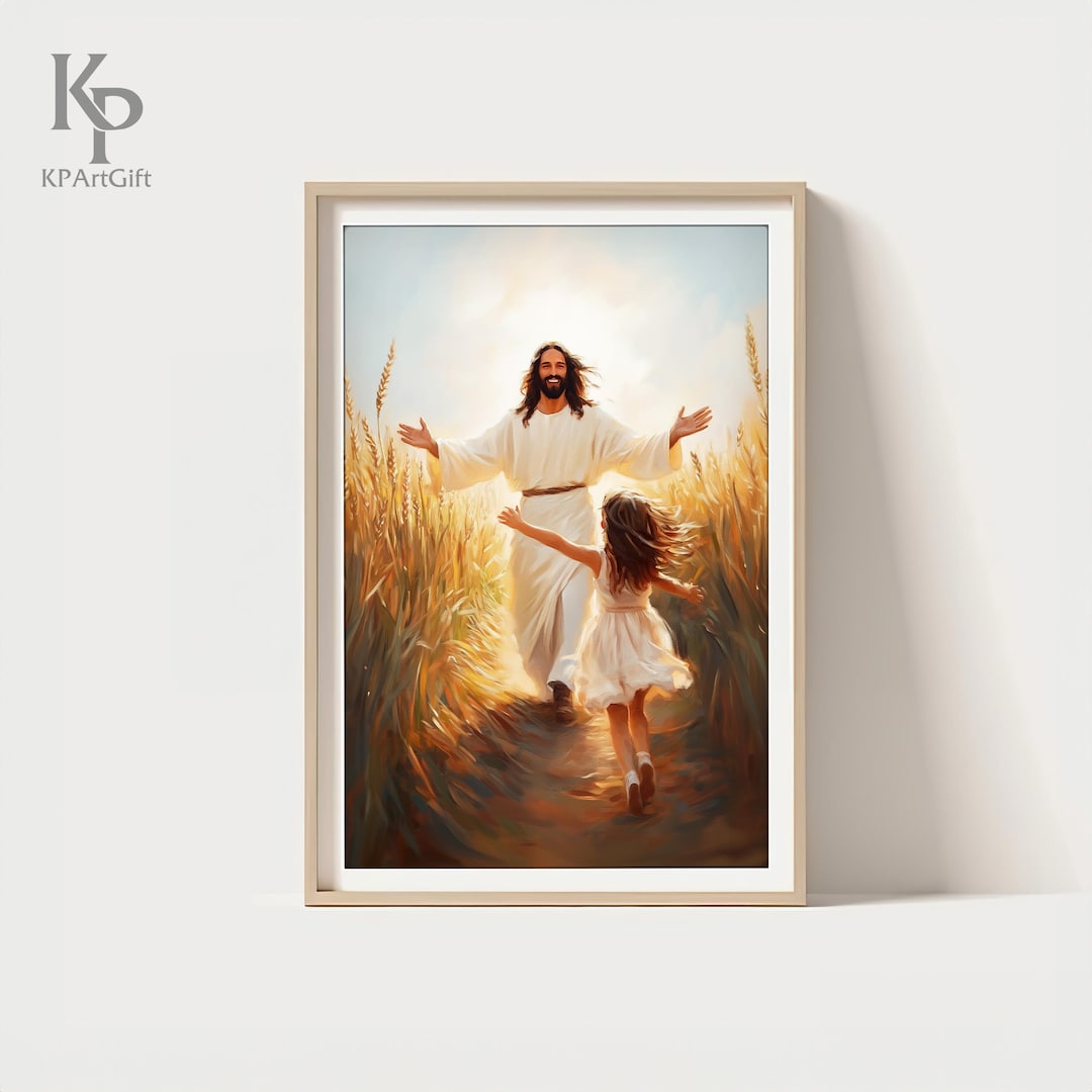 Girl Runs to Jesus, A Leap of Faith, Christian Art, Jesus and Girl Art ...