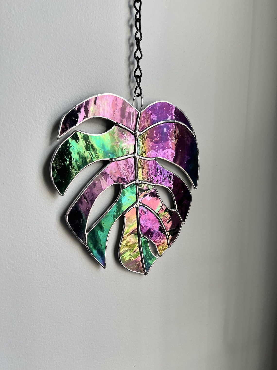 Stained Glass Monstera Leaf Monstera Sun Catcher Mirror - Etsy