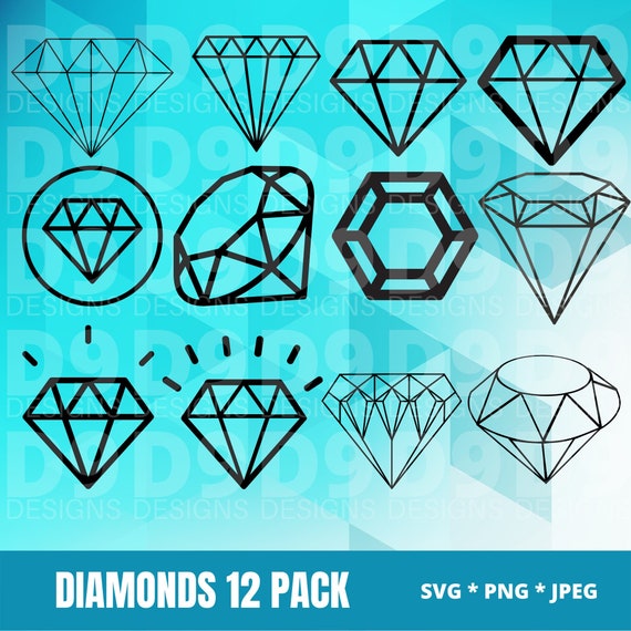 Diamonds SVG 12 Pack Decal Instant Digital Download Diamonds | Etsy