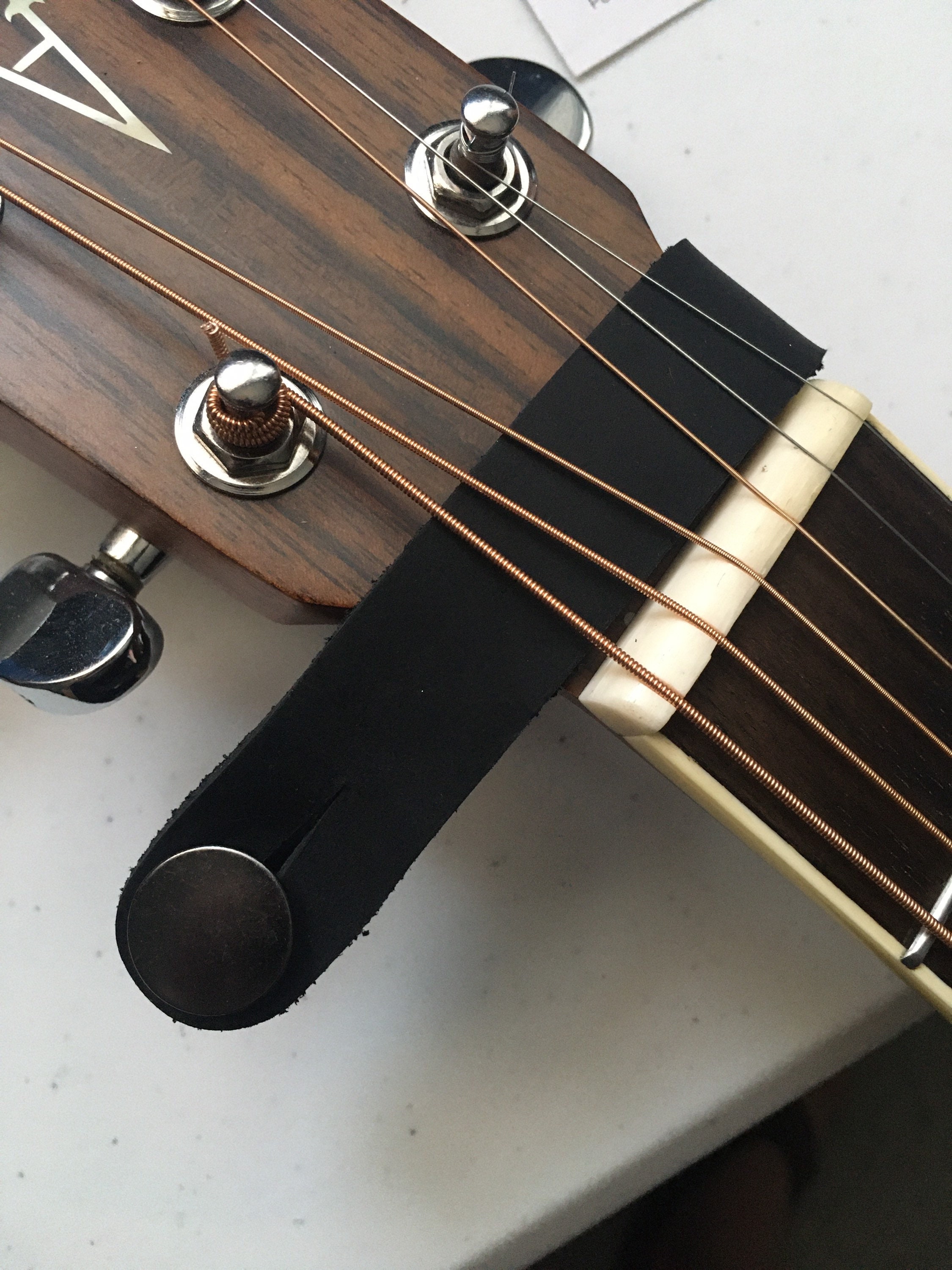 Custom Leather Acoustic Guitar Peghead Strap Button - Black or Brown - Etsy