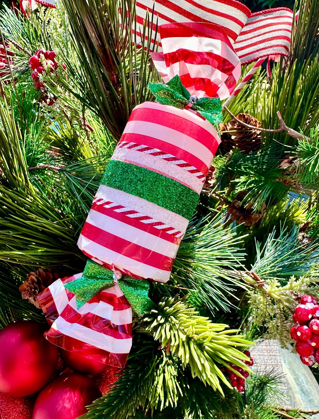 Box of Four Giant Faux Peppermint Candy, Jumbo Peppermint Wreath Decor ...