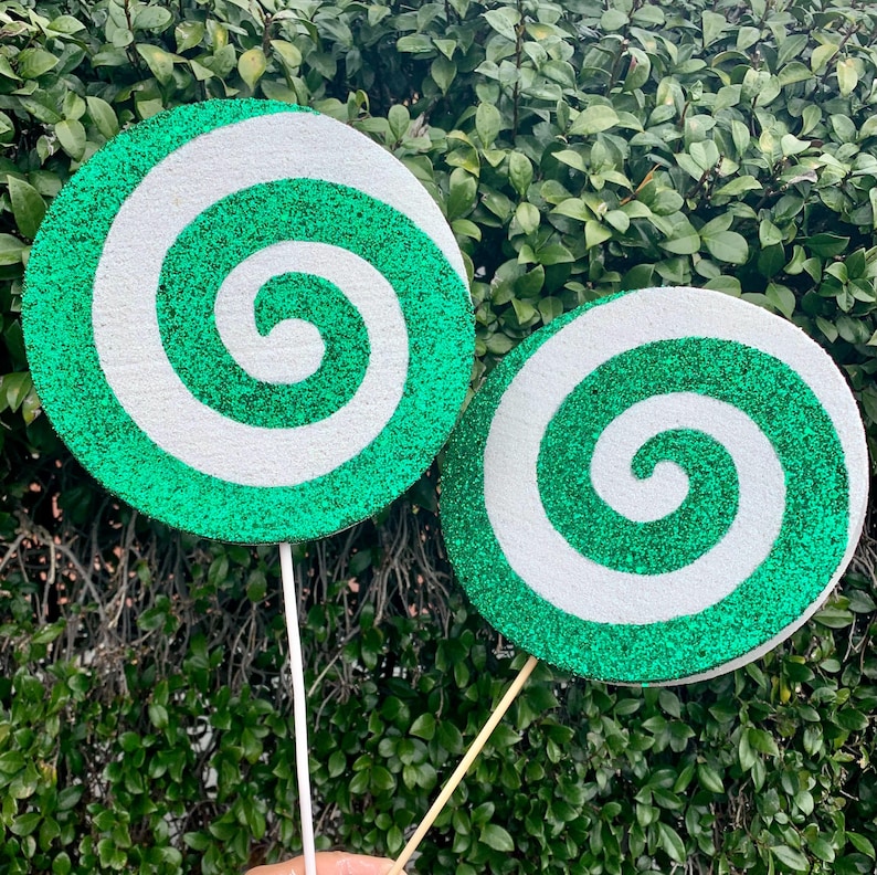 Jumbo Glitter Peppermint Lollipop, Faux Peppermint Lollipop, Christmas ...