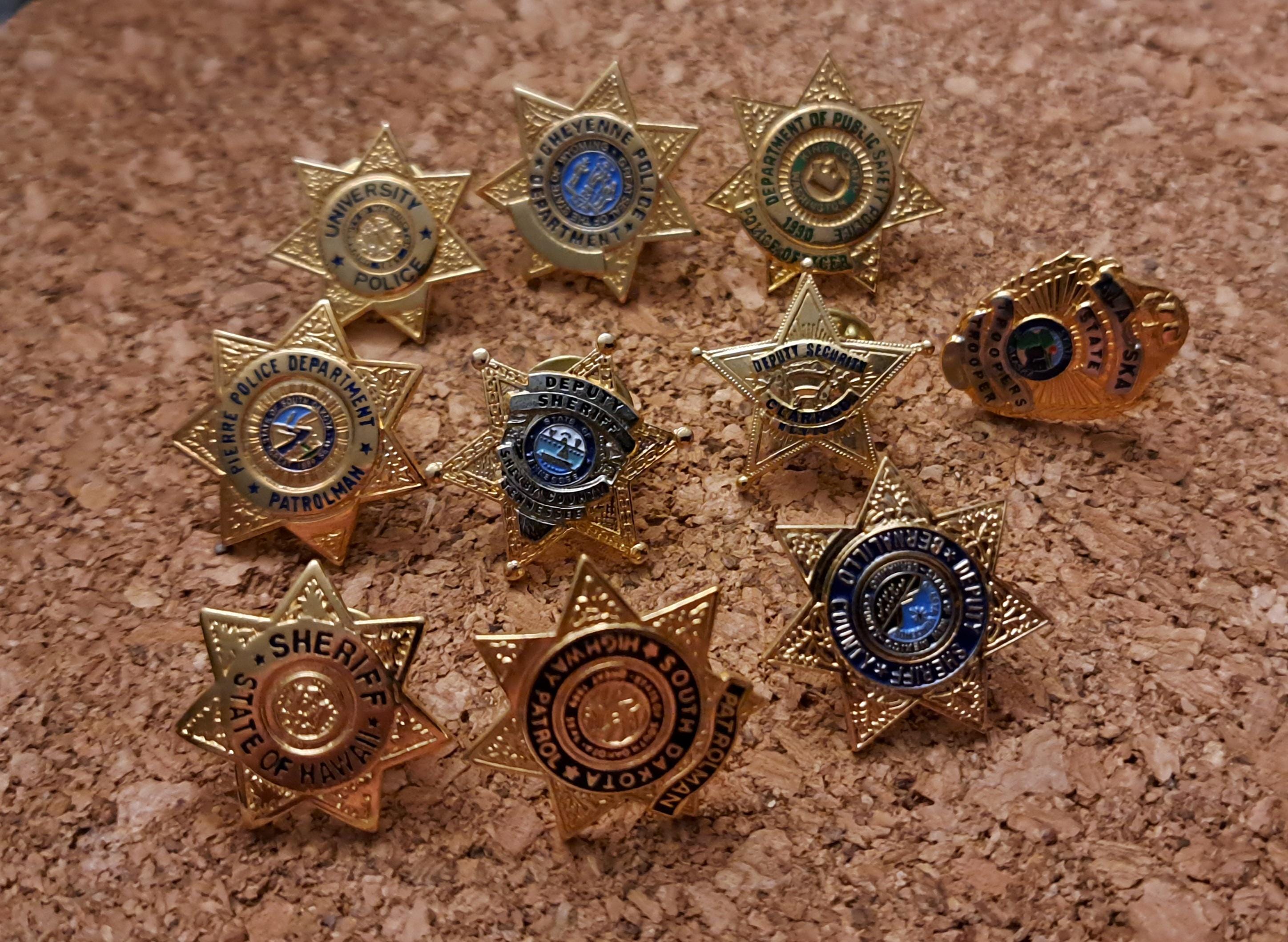 10 Vintage Obsolete Law Enforcement Pins - Police, Sheriff, State ...