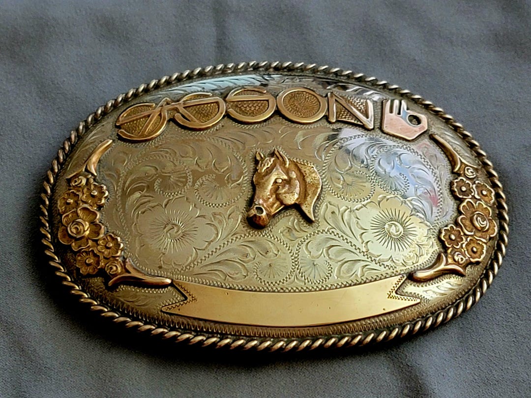 Vintage 1980's Sasson Jeans German Silver Oversize Western Belt Buckle ...