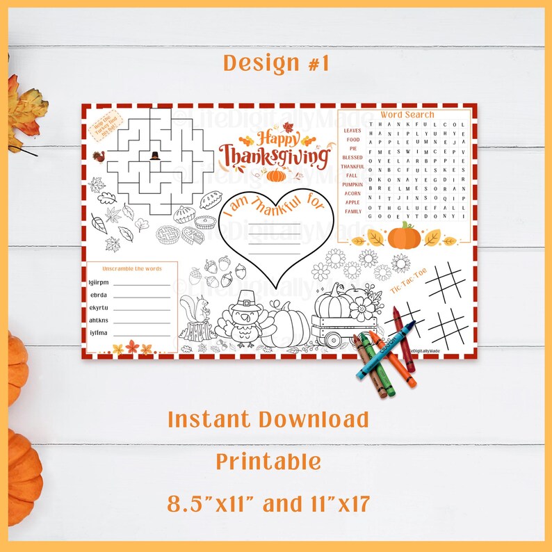 Thanksgiving Kids Activities Placemat - Fun Printable Designs for ...
