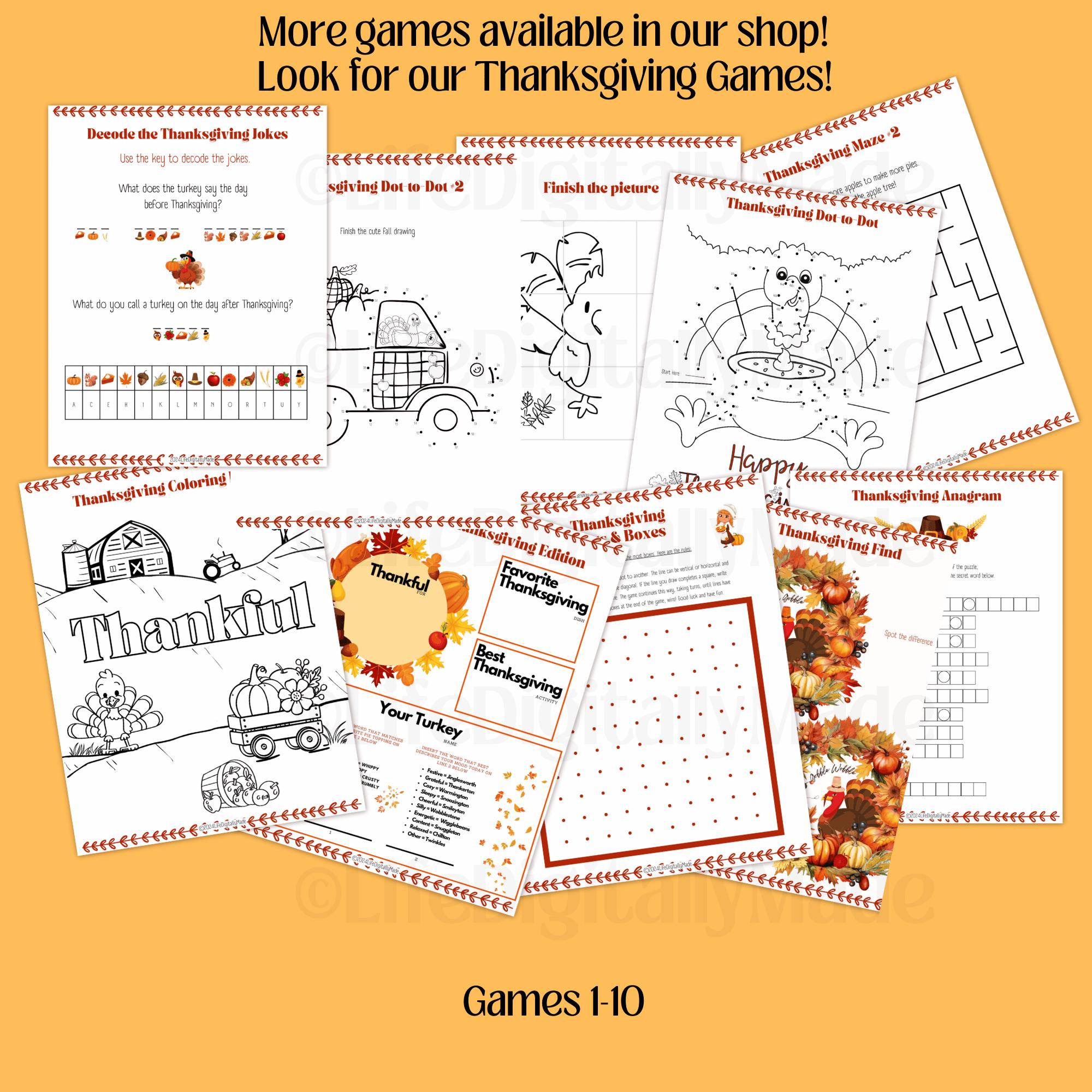 Thanksgiving Kids Activities Placemat - Fun Printable Designs for ...