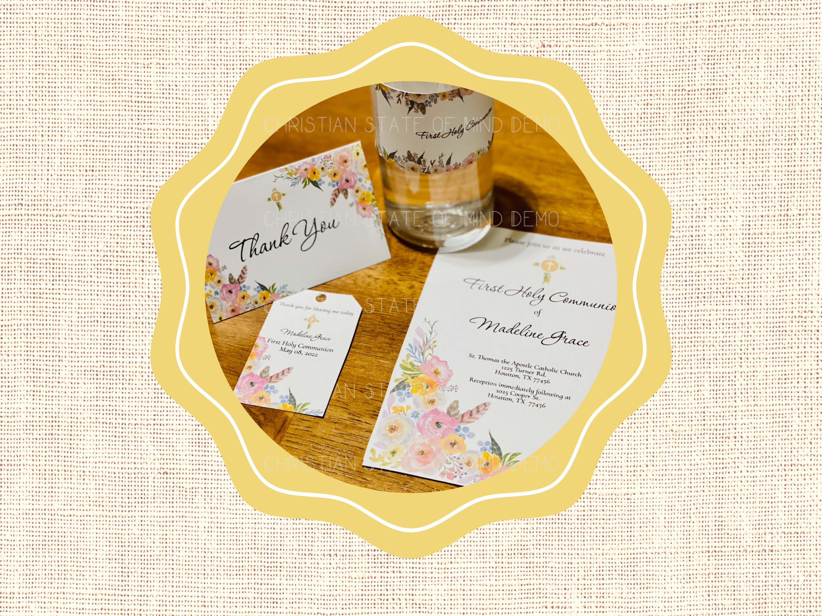 Boho Holy Communion Water Bottle Label Template, 1st Holy Communion ...