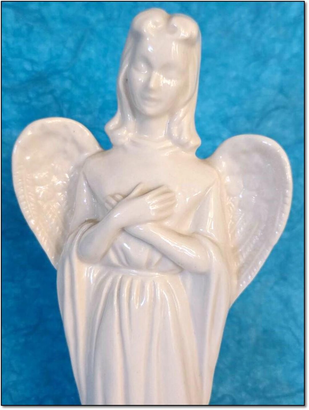 Vintage and Rare 1952, 8.5” Louise Clement White Glazed Ceramic Angel. Signed. 30 Dollars. OPDC ...