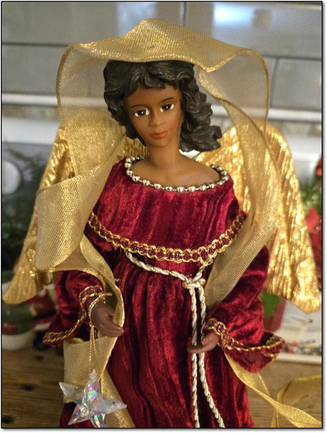 Vintage, Rare 14” African-american Crystal Star Christmas Angel Tree or Table Topper. 30 Dollars ...