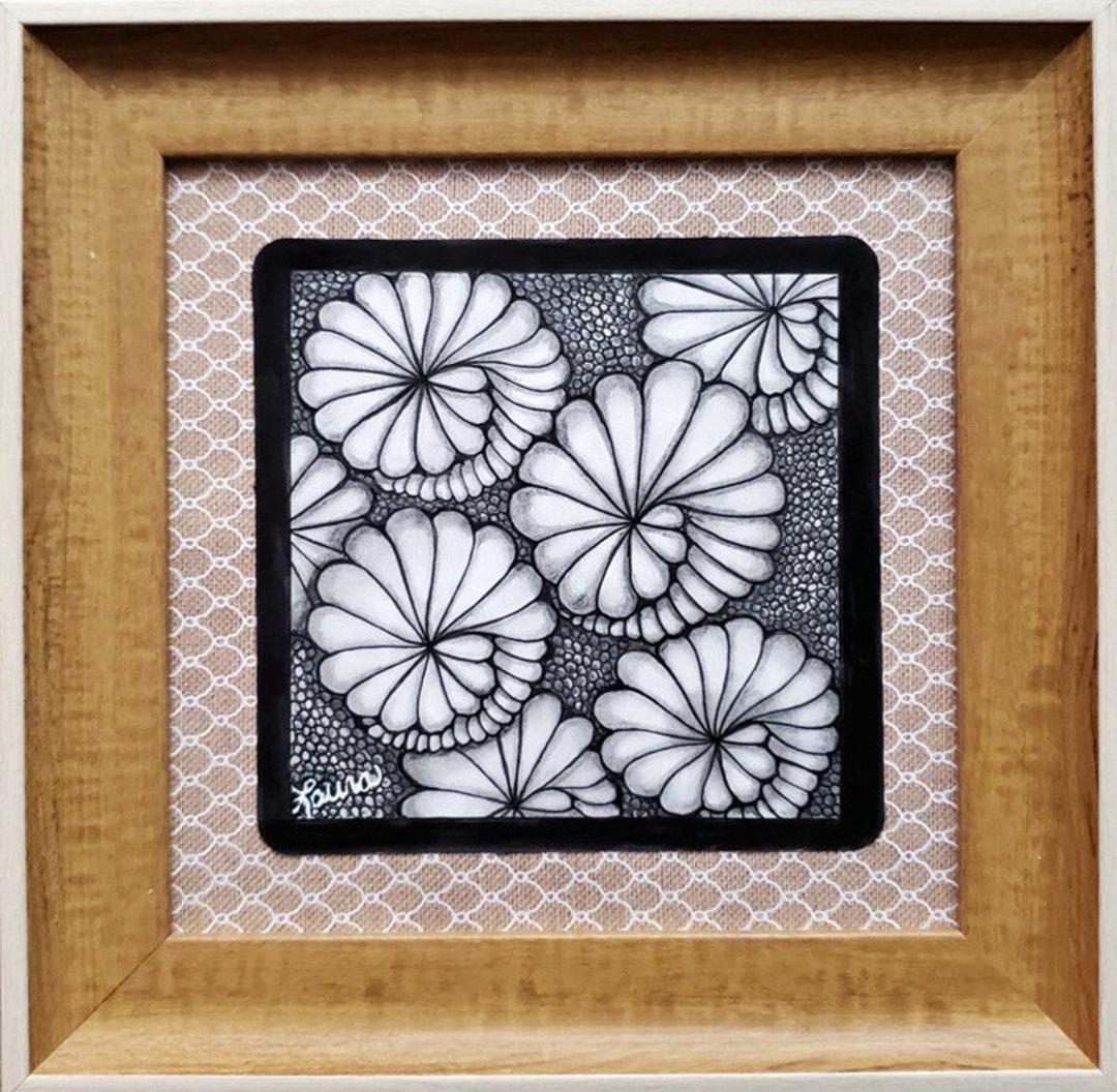 Original “fibonacci Spiral Shells”, Mixed Media Piece, Charcoal Pencil ...