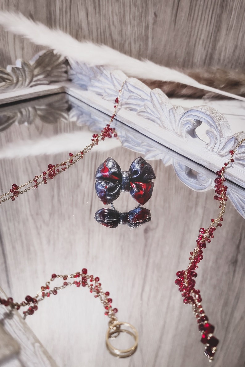 Bloody Ring Blood Splatter Ribbon - Adjustable Handmade Resin Blood ...