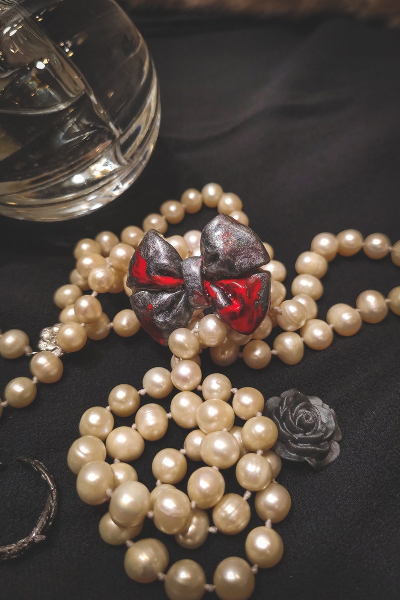 Bloody Ring Blood Splatter Ribbon Adjustable Handmade Resin Blood ...