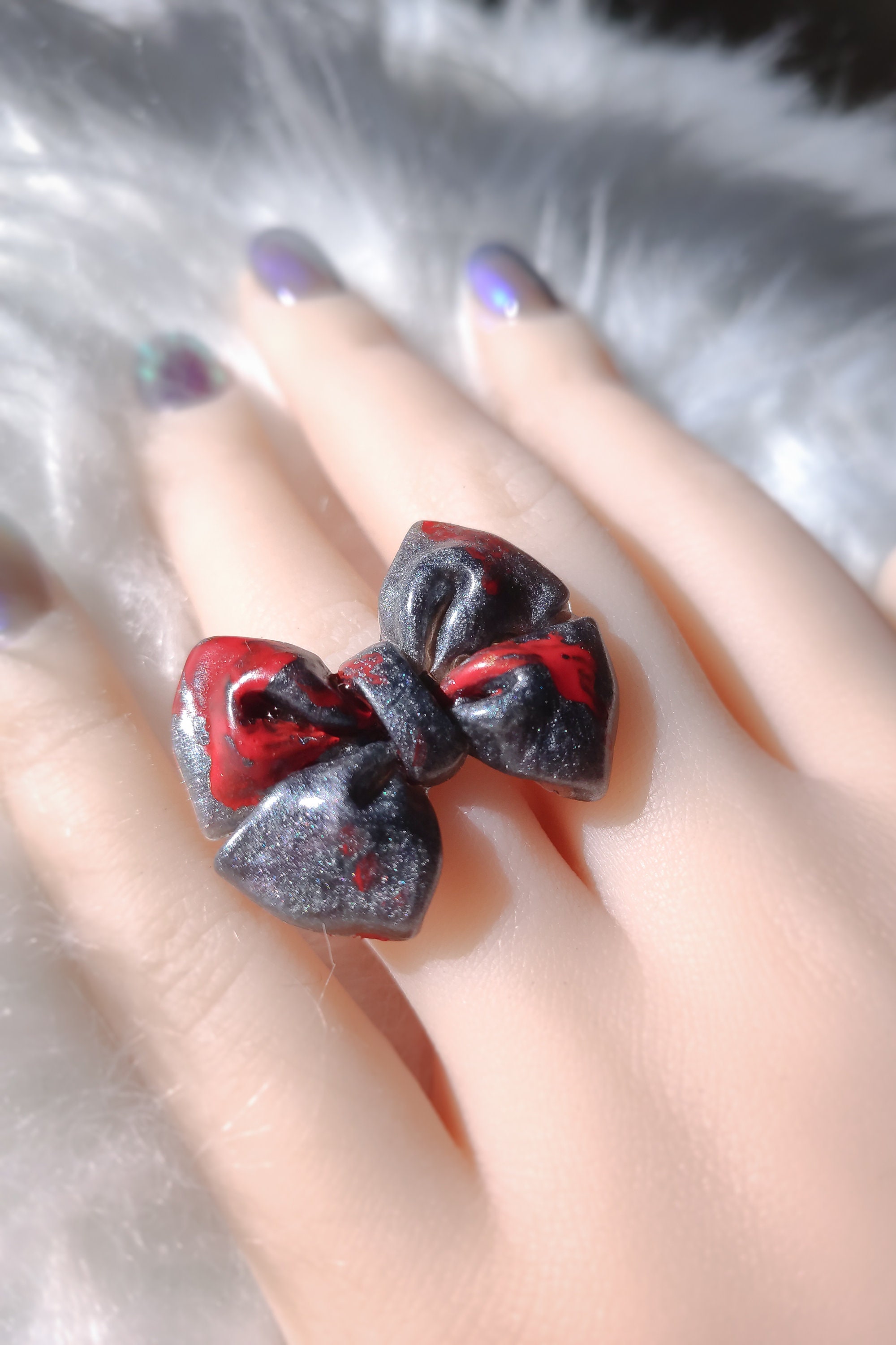 Bloody Ring Blood Splatter Ribbon Adjustable Handmade Resin Blood ...