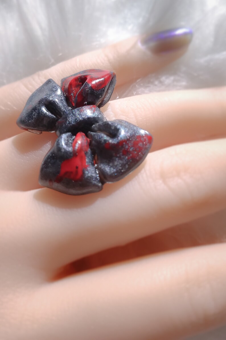 Bloody Ring Blood Splatter Ribbon Adjustable Handmade Resin Blood ...