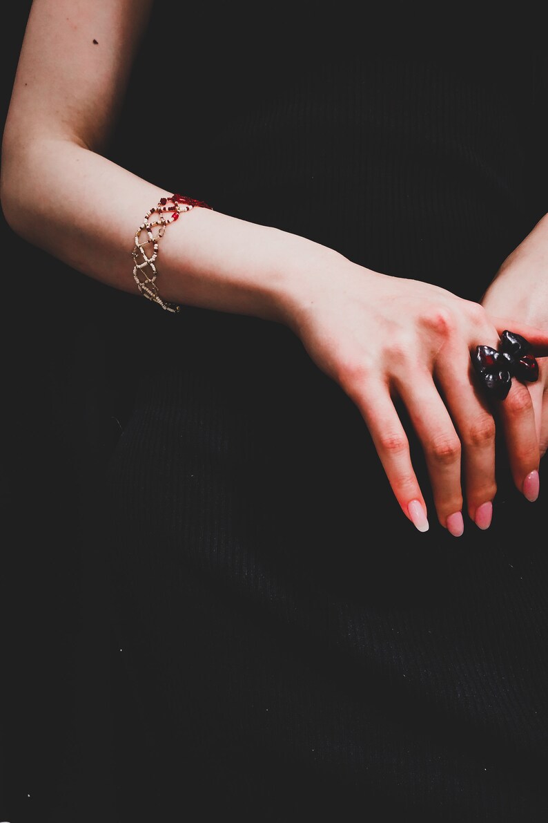 Bloody Ring Blood Splatter Ribbon Adjustable Handmade Resin Blood ...