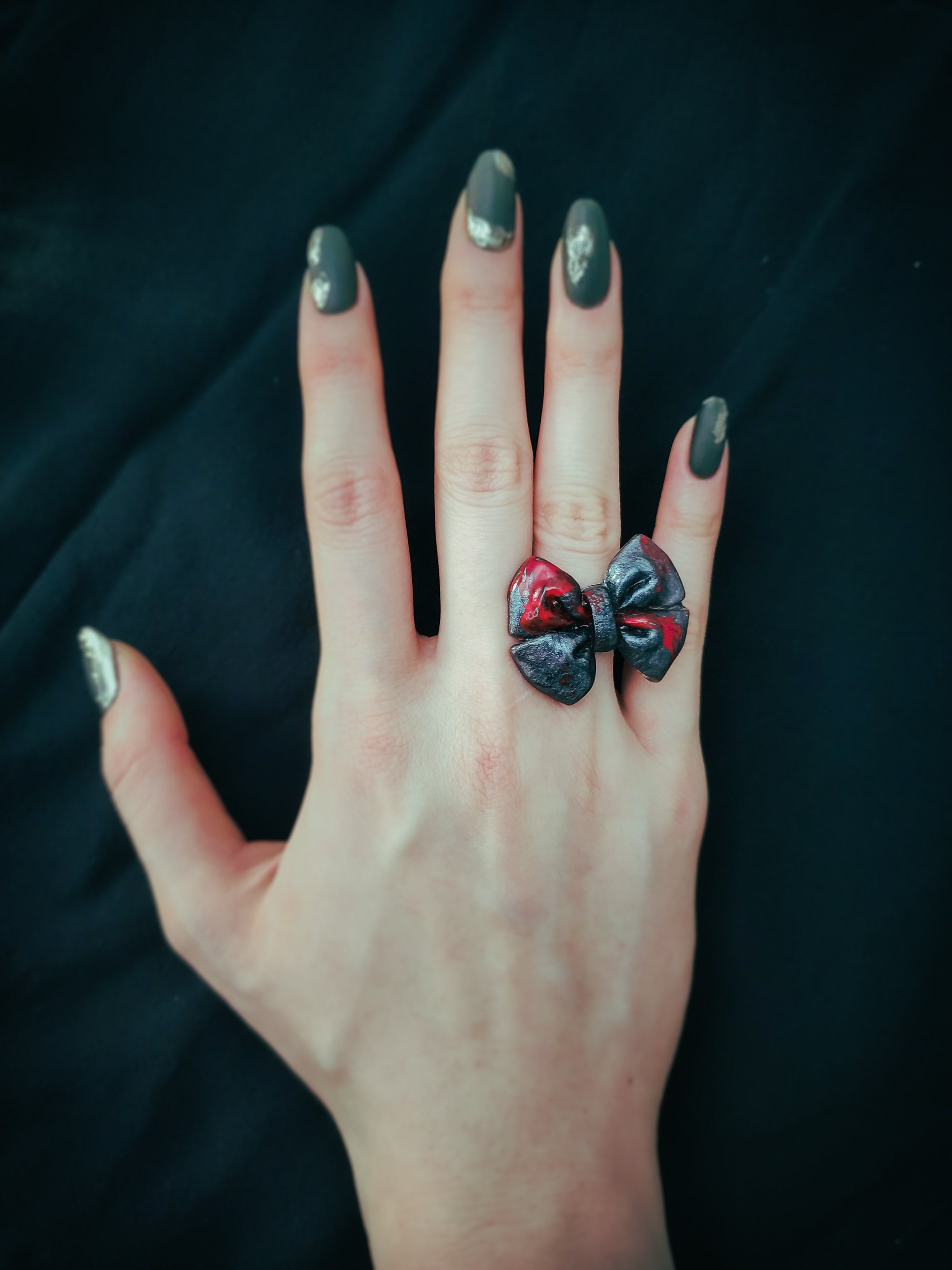 Bloody Ring Blood Splatter Ribbon - Adjustable Handmade Resin Blood ...