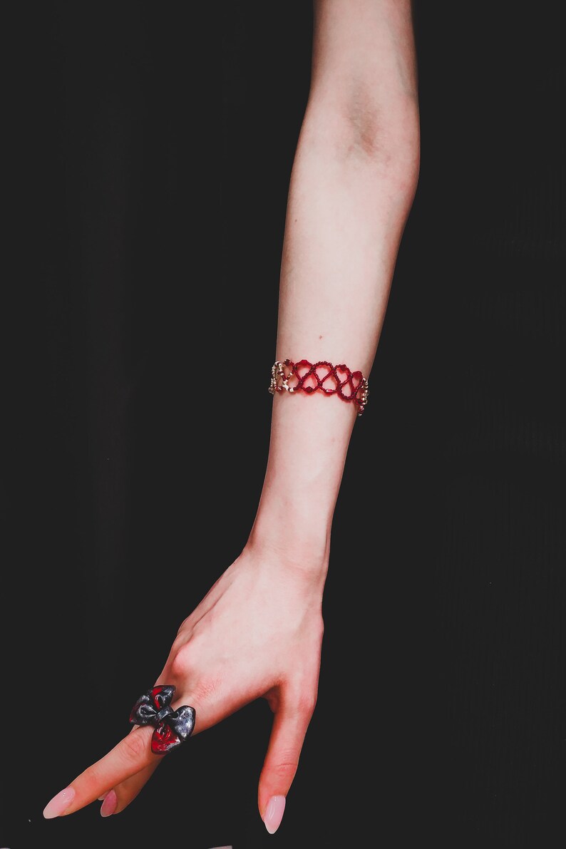 Bloody Ring Blood Splatter Ribbon Adjustable Handmade Resin Blood ...