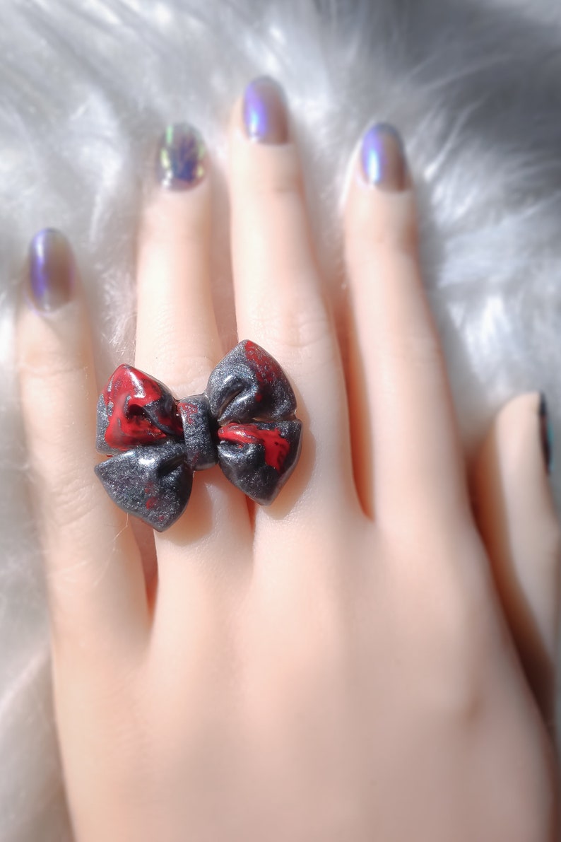 Bloody Ring Blood Splatter Ribbon Adjustable Handmade Resin Blood ...