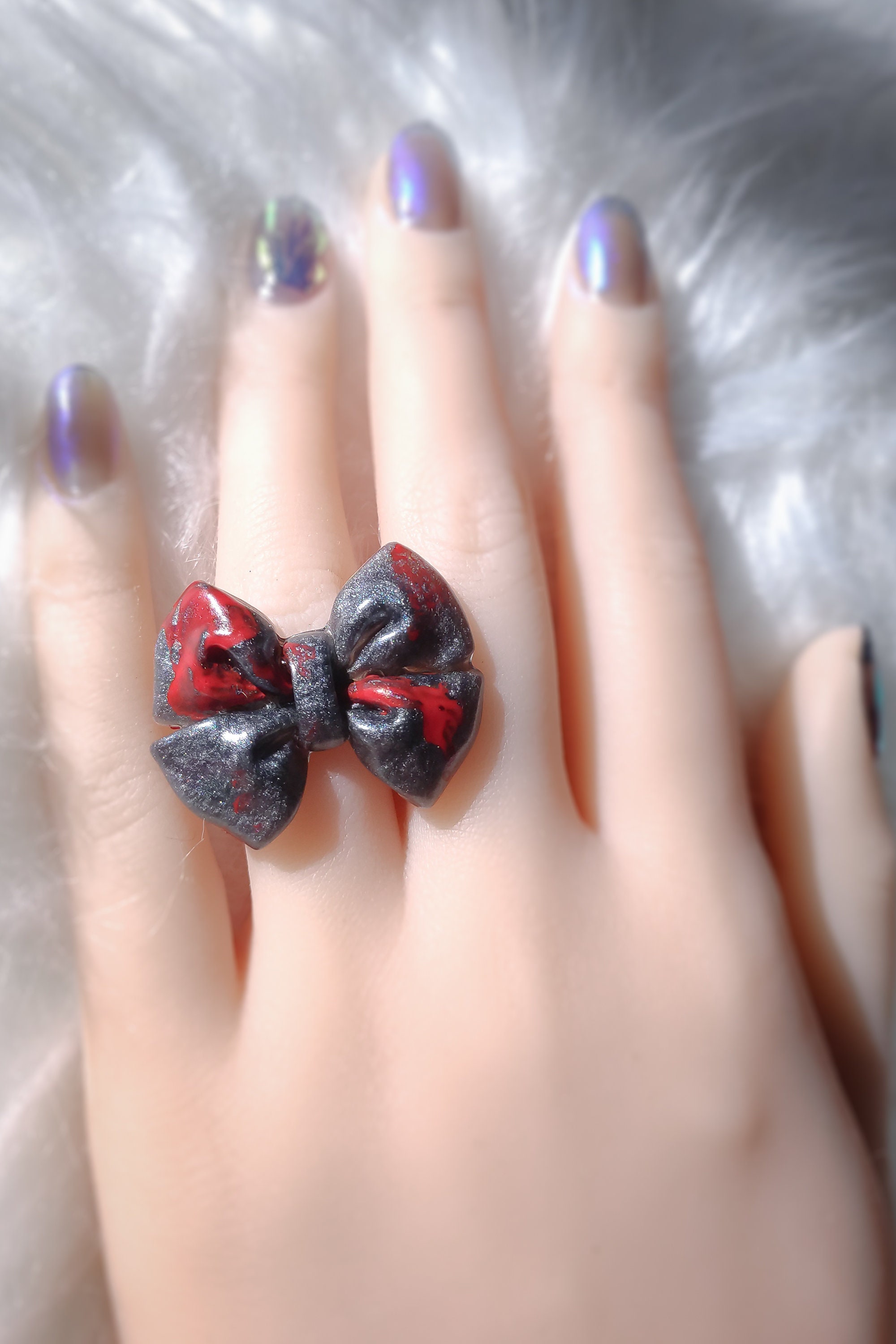 Bloody Ring Blood Splatter Ribbon Adjustable Handmade Resin Blood ...