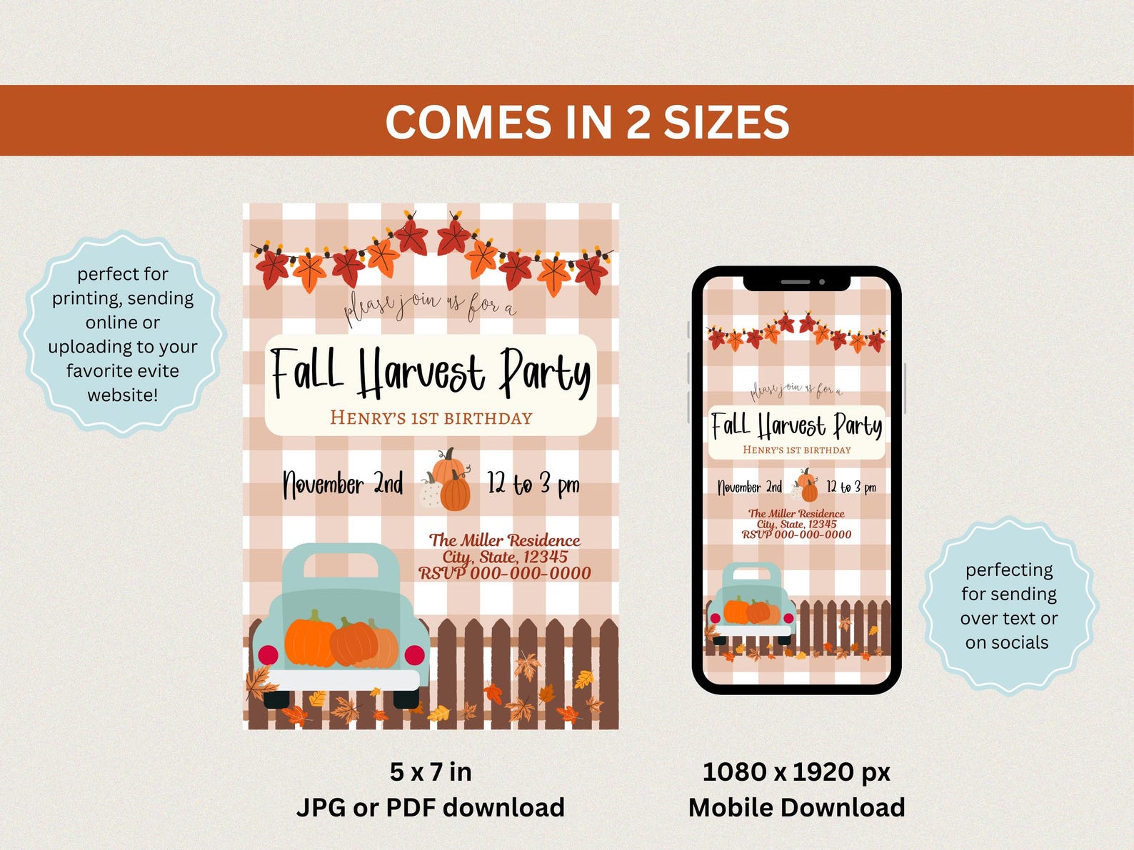 Fall Harvest Birthday Invitation, Editable Fall Birthday Template, Fall ...