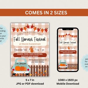 School Fall Festival Invitation, Fundraiser Poster, Fall Festival Flyer ...