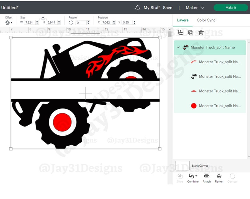 Monster Truck Split Monogram Svg Split Name Frame Monster - Etsy