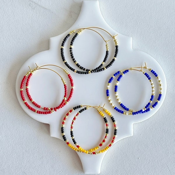 Beaded Hoop Earrings - Etsy