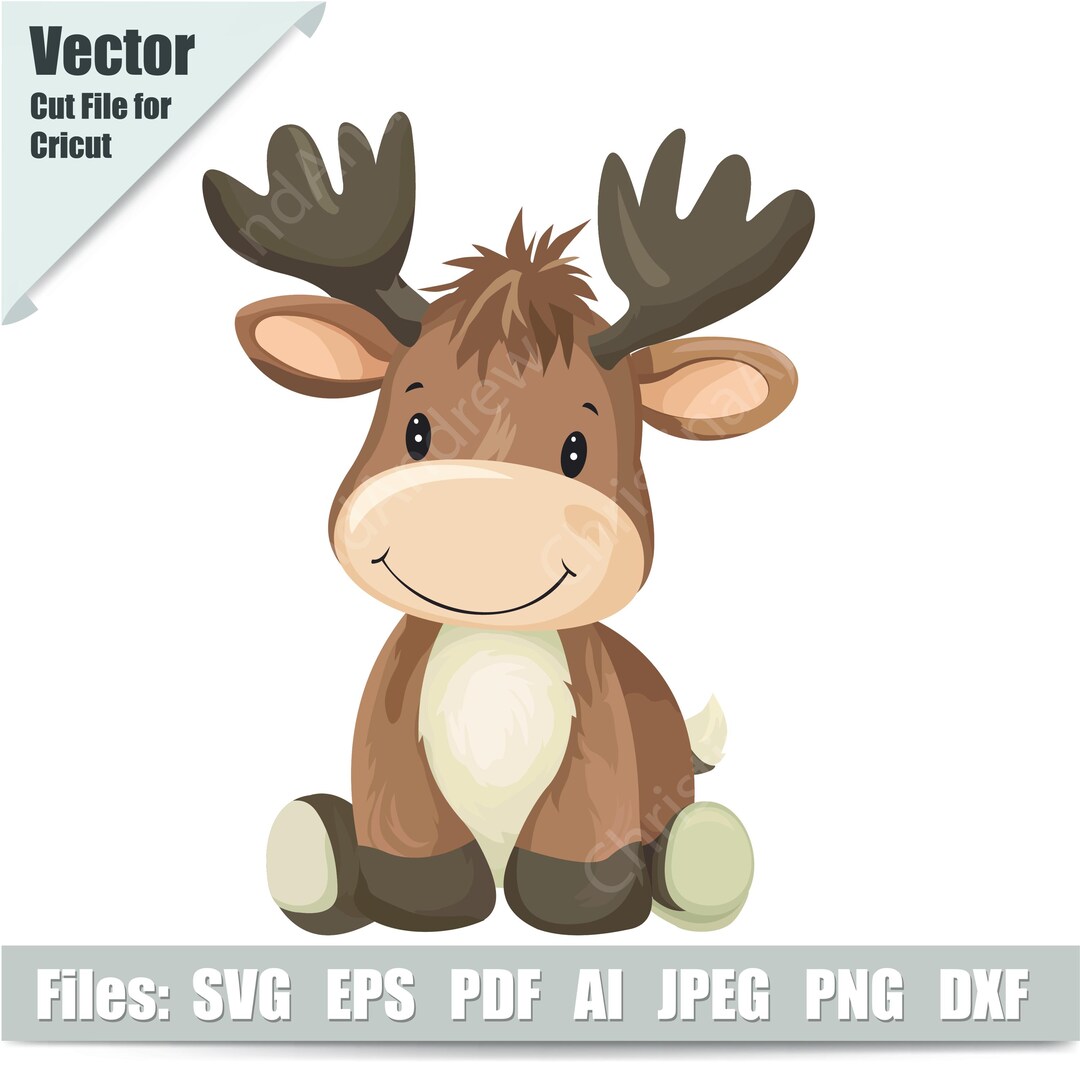 Cartoon Moose SVG, Nature Moose Svg, Baby Moose Svg, Animals Svg, Moose ...