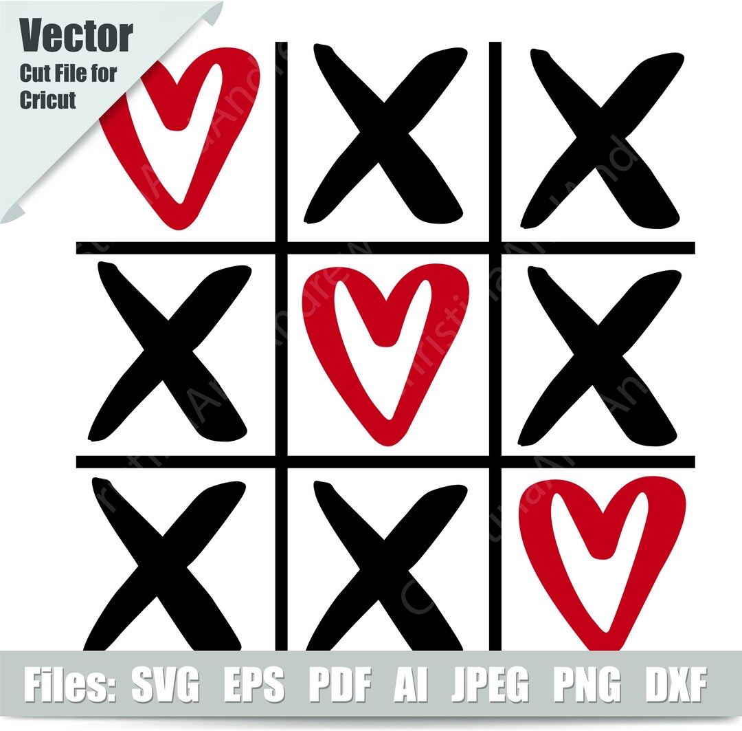 Valentine's Day Tic Tac Toe SVG for Cricut, Cute Valentines Svg, Cute ...