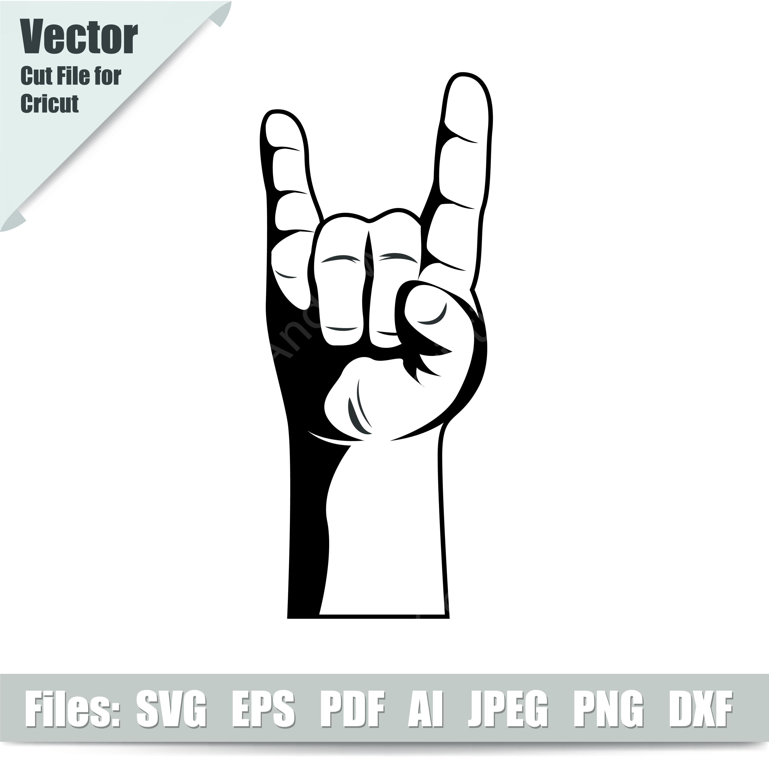 Rock Sign Svg, Rock and Roll Vector Cut File for Cricut, Rock Hand SVG ...