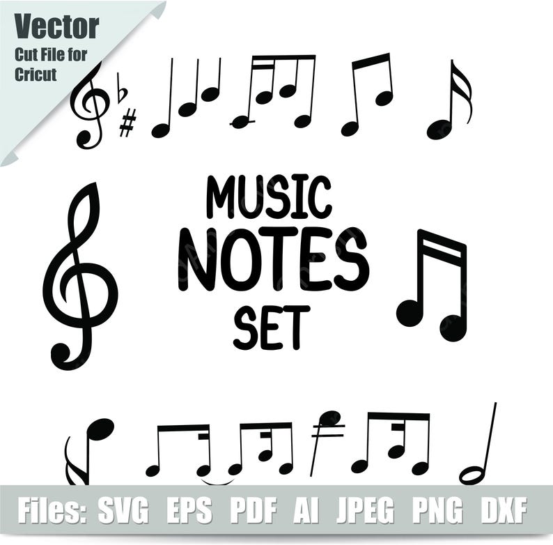 Musical Notes SVG Bundle, Music Notes SVG, Guitar Note Svg, Piano Note ...