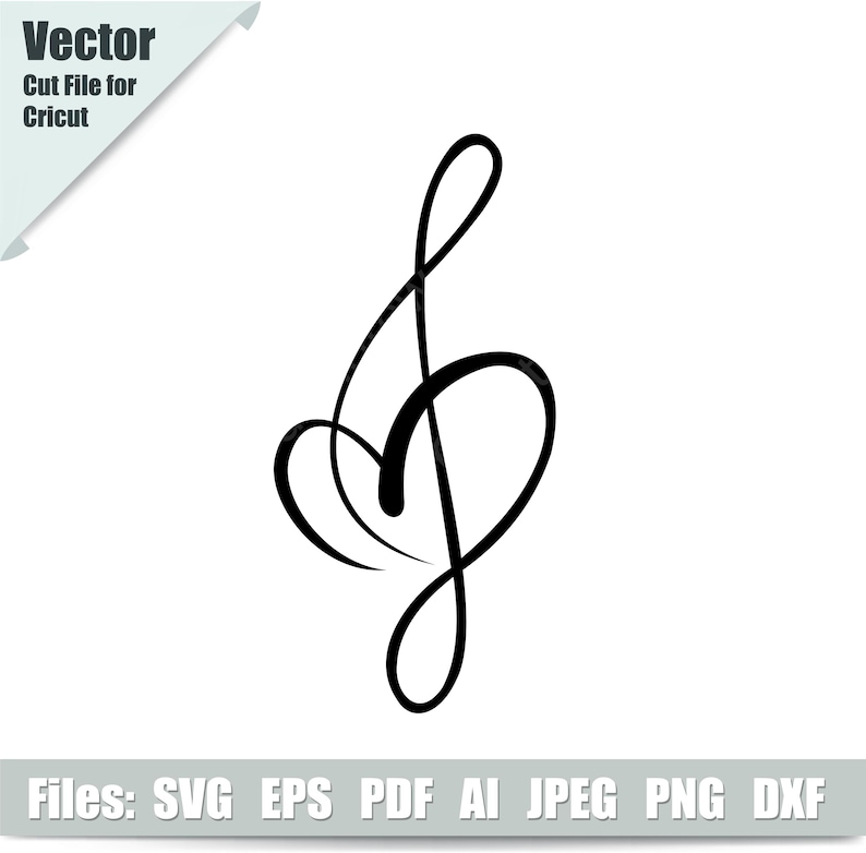 Love Music Clef SVG File, Musical Clef Svg, Treble Clef Vinyl Sticker ...