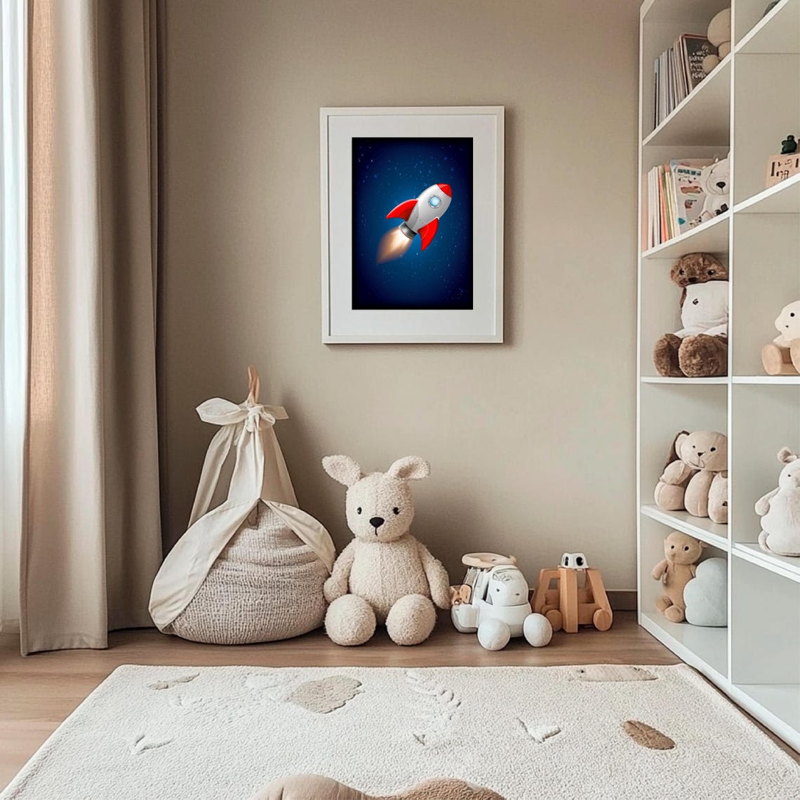 Rocket Ship Nursery Decor | Digital EPS File | Fun Kids' Wall Prints ...