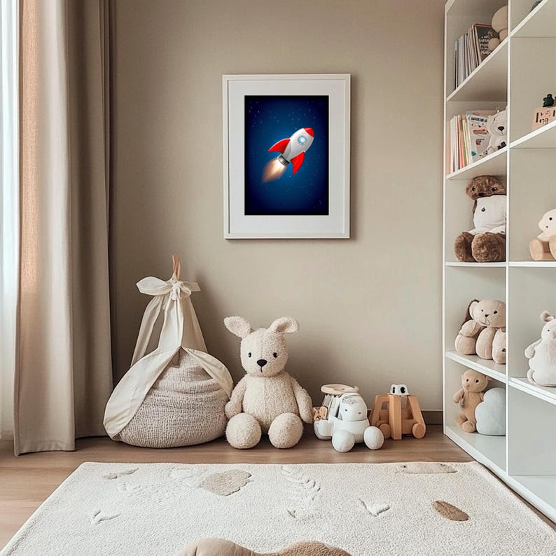 Rocket Ship Nursery Decor | Digital EPS File | Fun Kids' Wall Prints ...