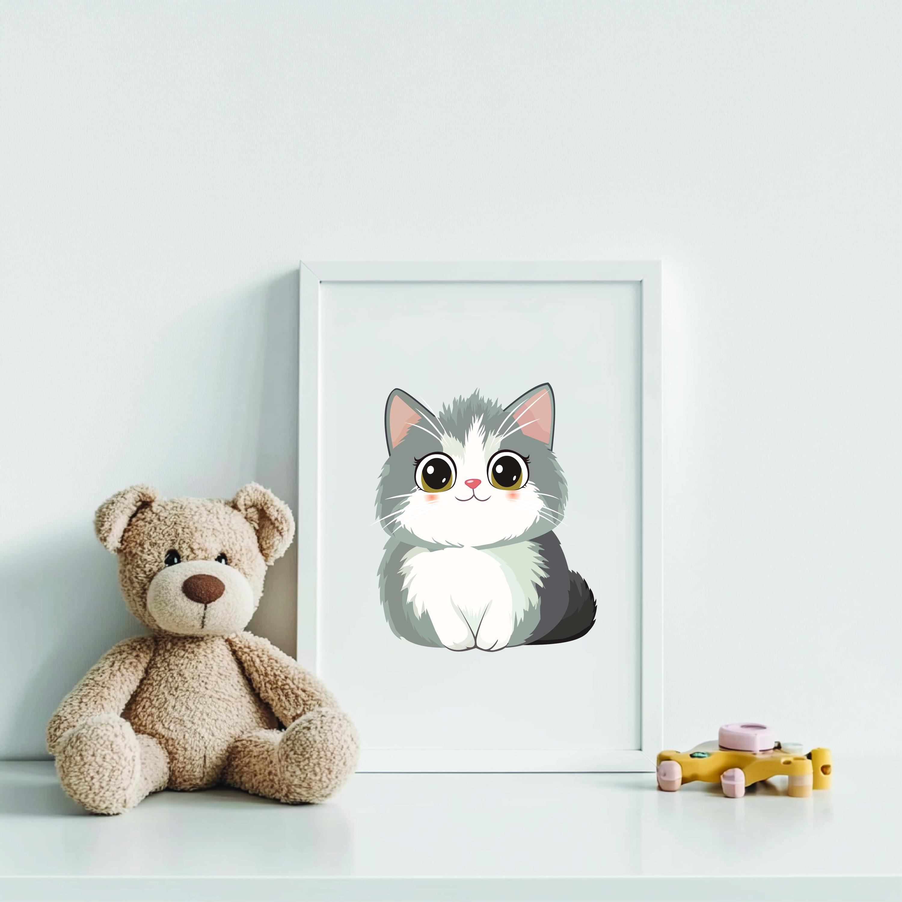 Cute Fluffy Cat Clipart | High-quality Animal Art | Printables ...