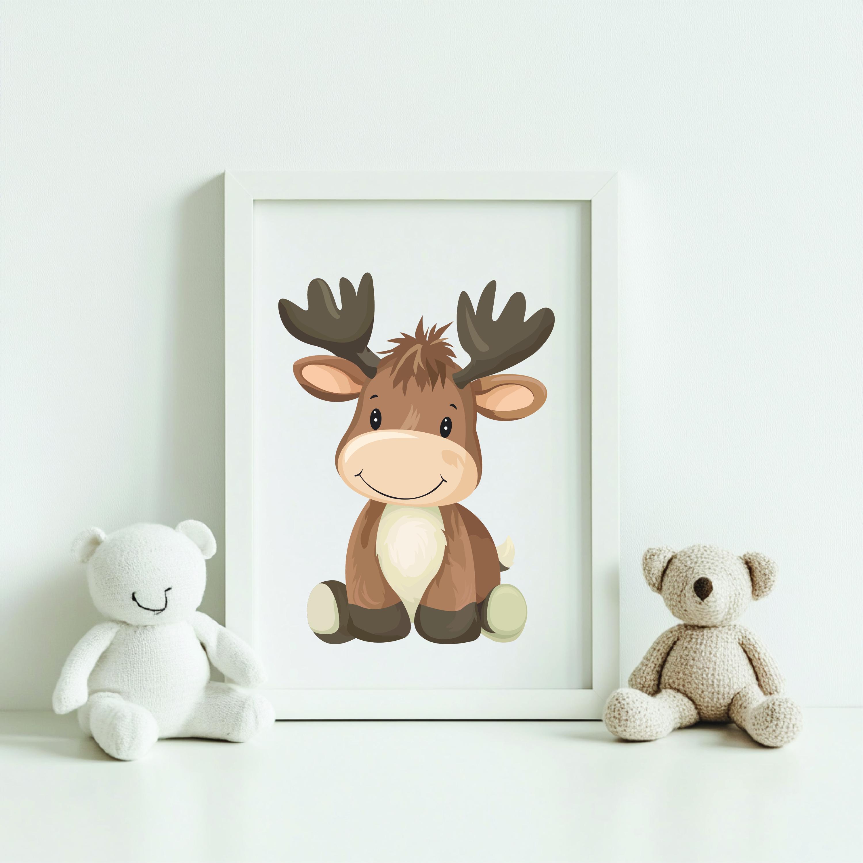 Baby Moose Clipart, Woodland Creature SVG, Perfect for Baby Decor ...