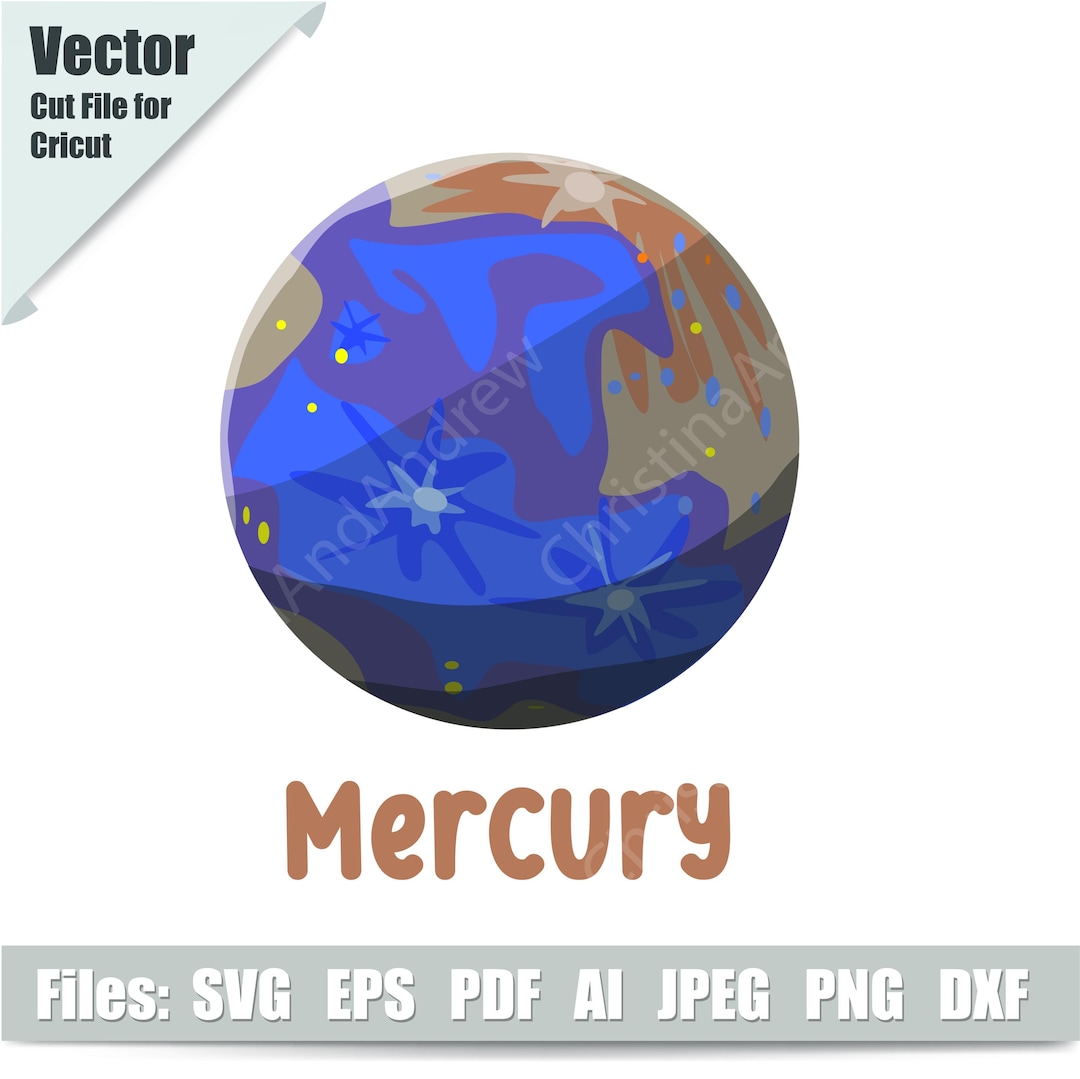 Planet Mercury SVG, Mercury DXF, Educational Nursery Art Digital File ...