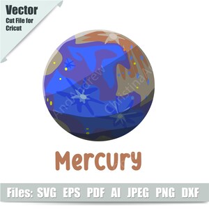 Planet Mercury SVG, Mercury DXF, Educational Nursery Art Digital File ...