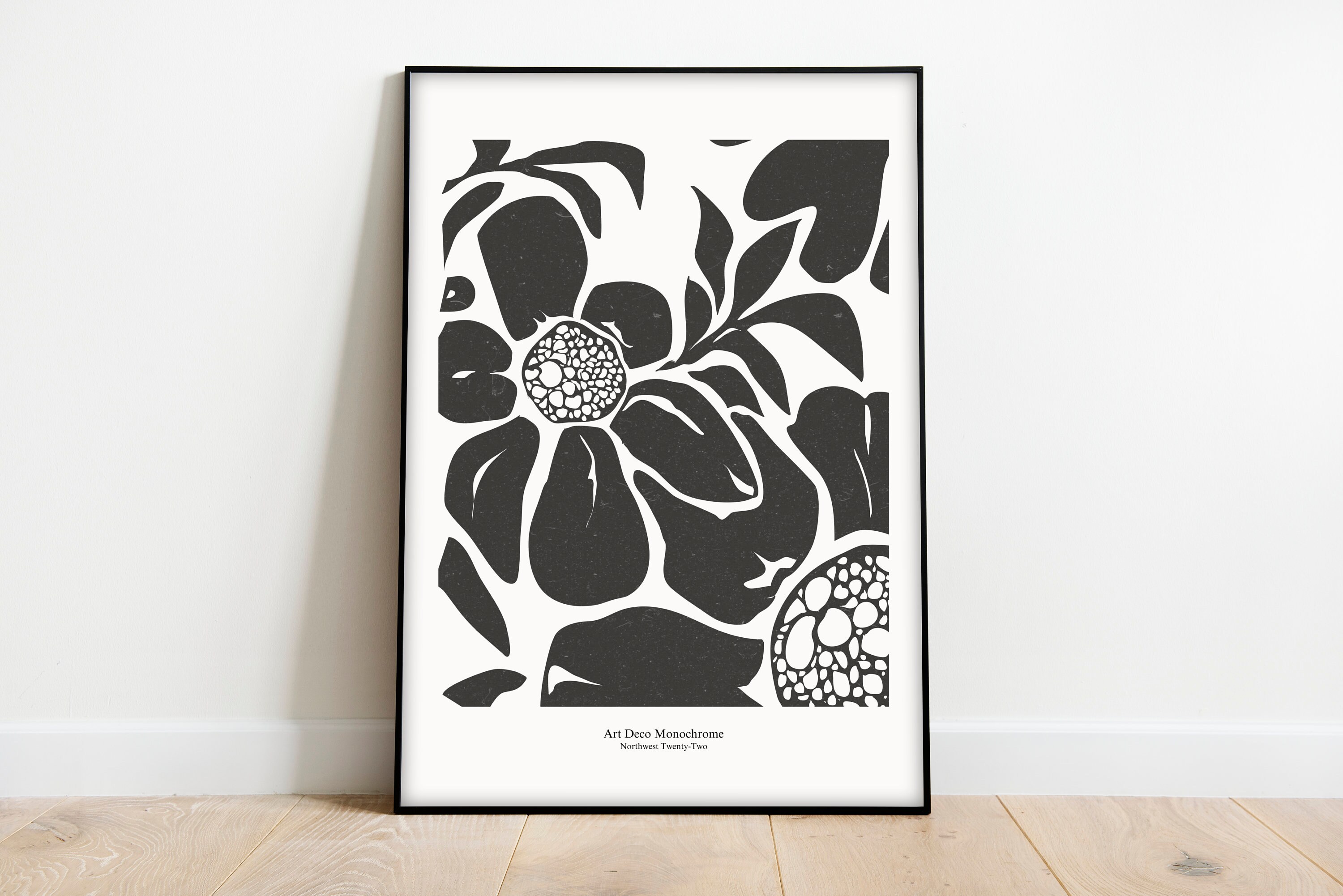 Monochrome Floral Digital Print 18x24 Printable Download, Mid-century ...