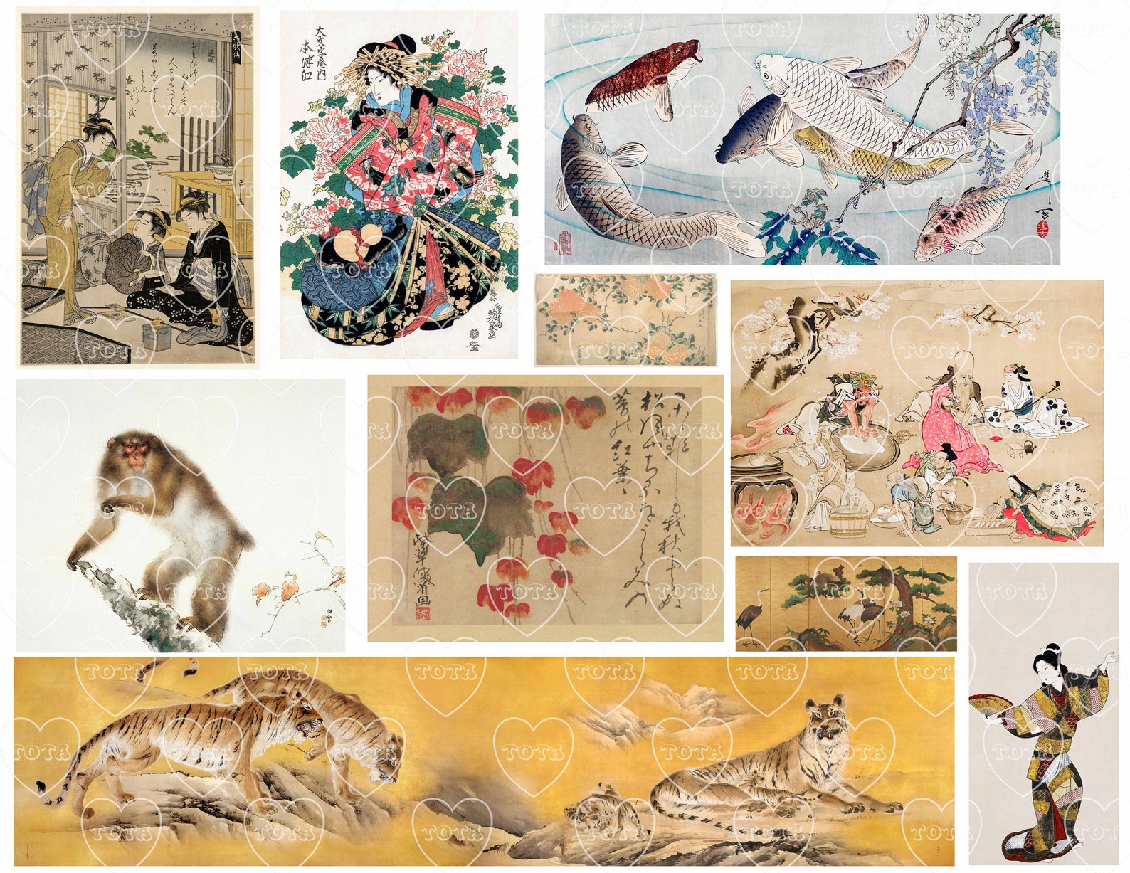 Japanese Post Cards Beautiful Art asian Journal Pack - Etsy