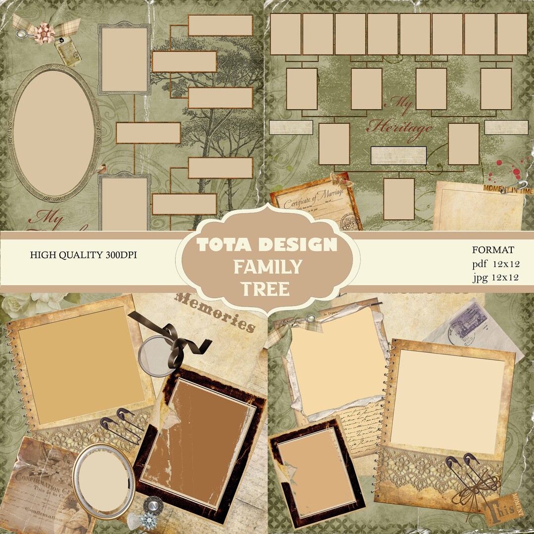 Family Tree Digital Scrapbook Quick Page Instant Download - Etsy