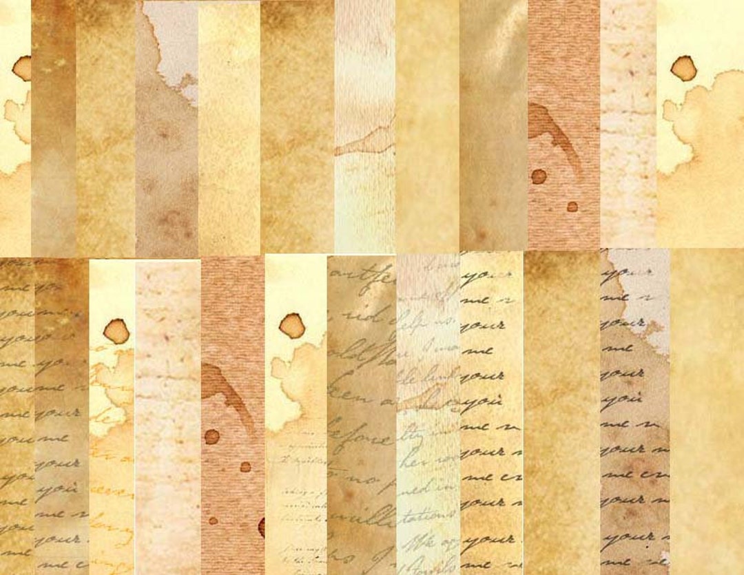 Coffee & Script, Papers, Junk Journal, Neutral, Brown, Dyed, Tea ...