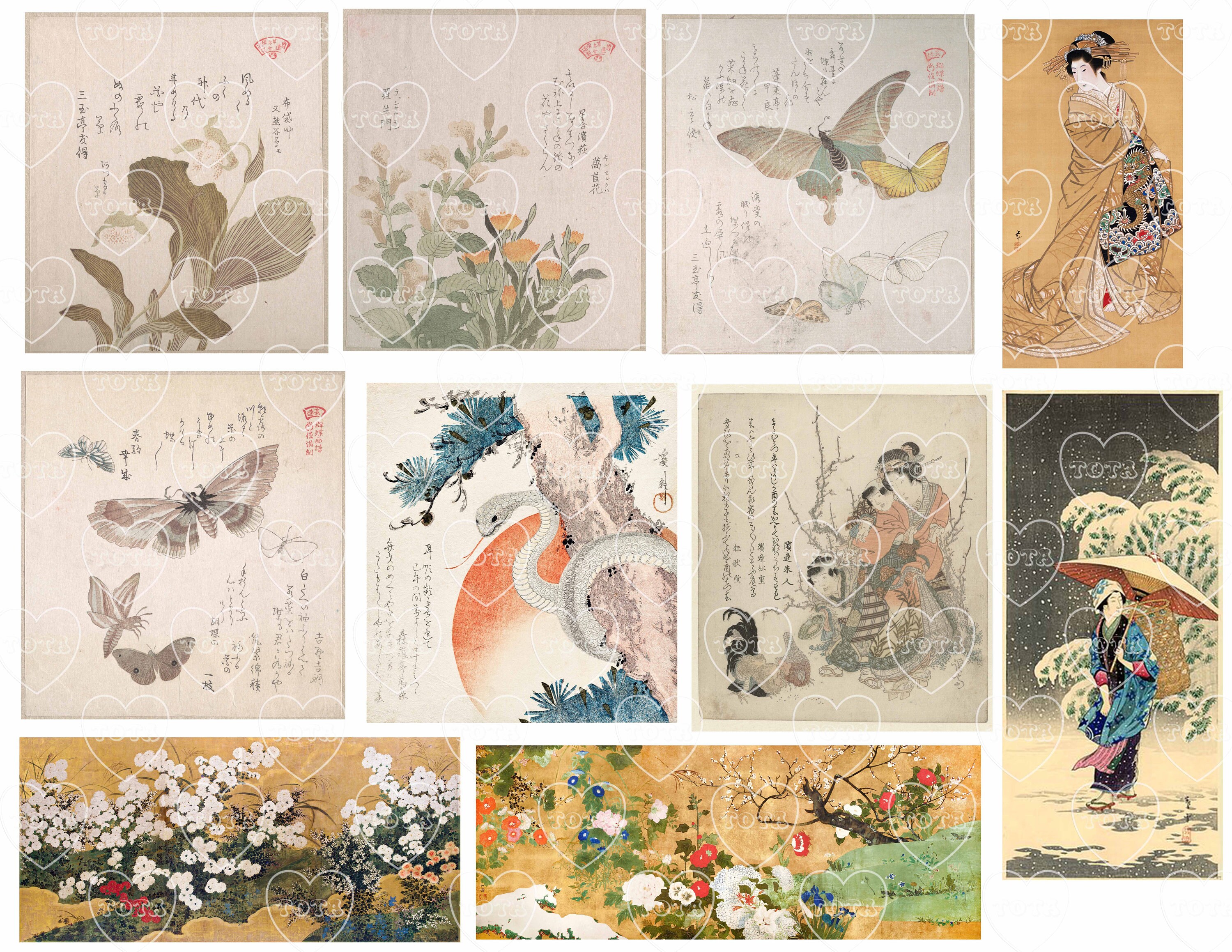 Japanese Post Cards Beautiful Art asian Journal Pack - Etsy