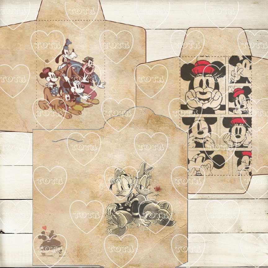 12 Large Mixed Design Envelopes of Mickey, Printable Letters, Digital ...