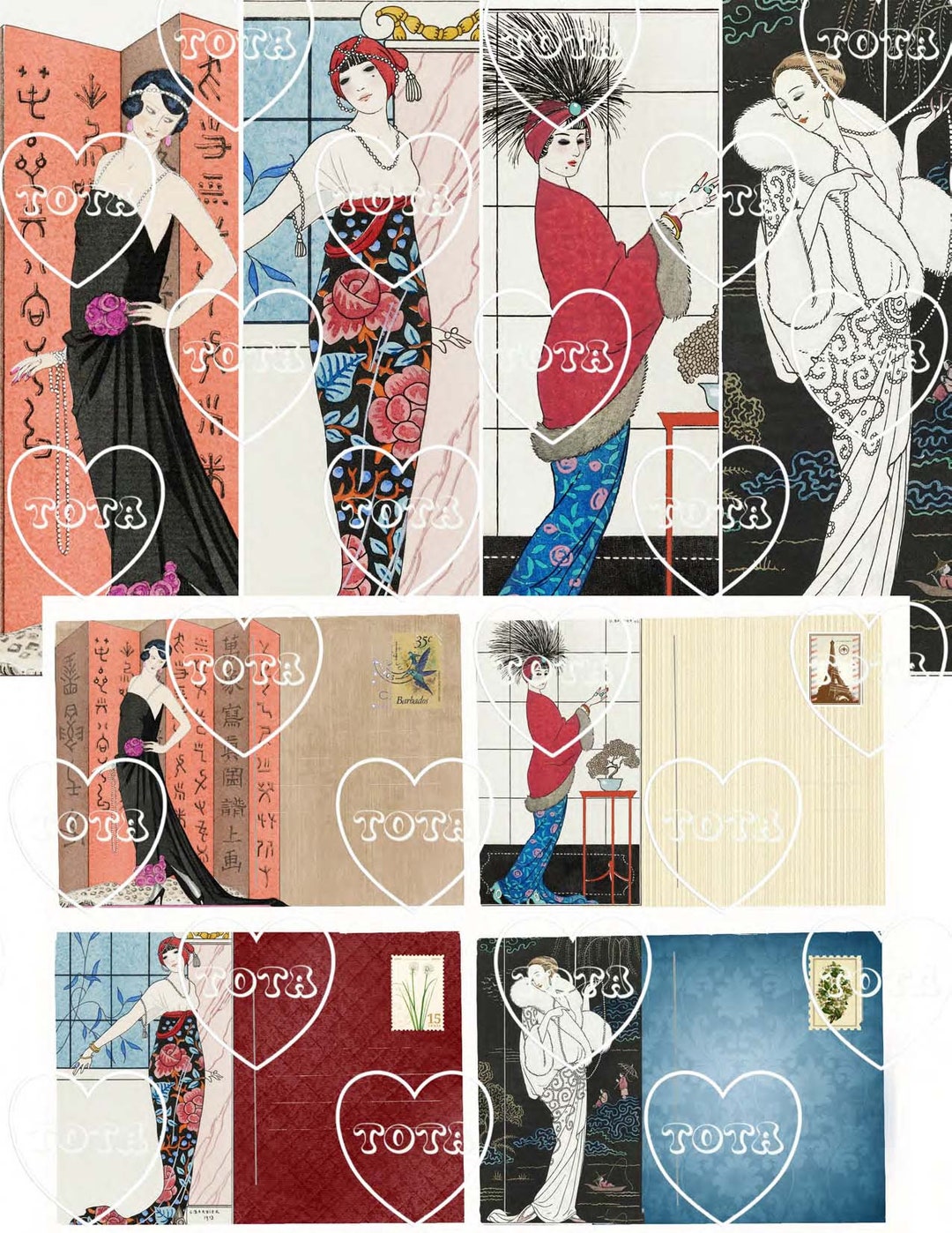 Vintage Ladies Postcards vintage Bookmark Junk Journal - Etsy