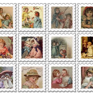 Vintage Kids Postage Stamps Printable Sheet Vintage Collage - Etsy