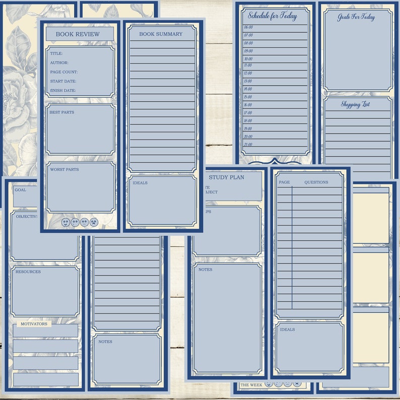 Skinny Planner Pages, Junk Journal, Tall, Kit, Neutral, Calendar ...