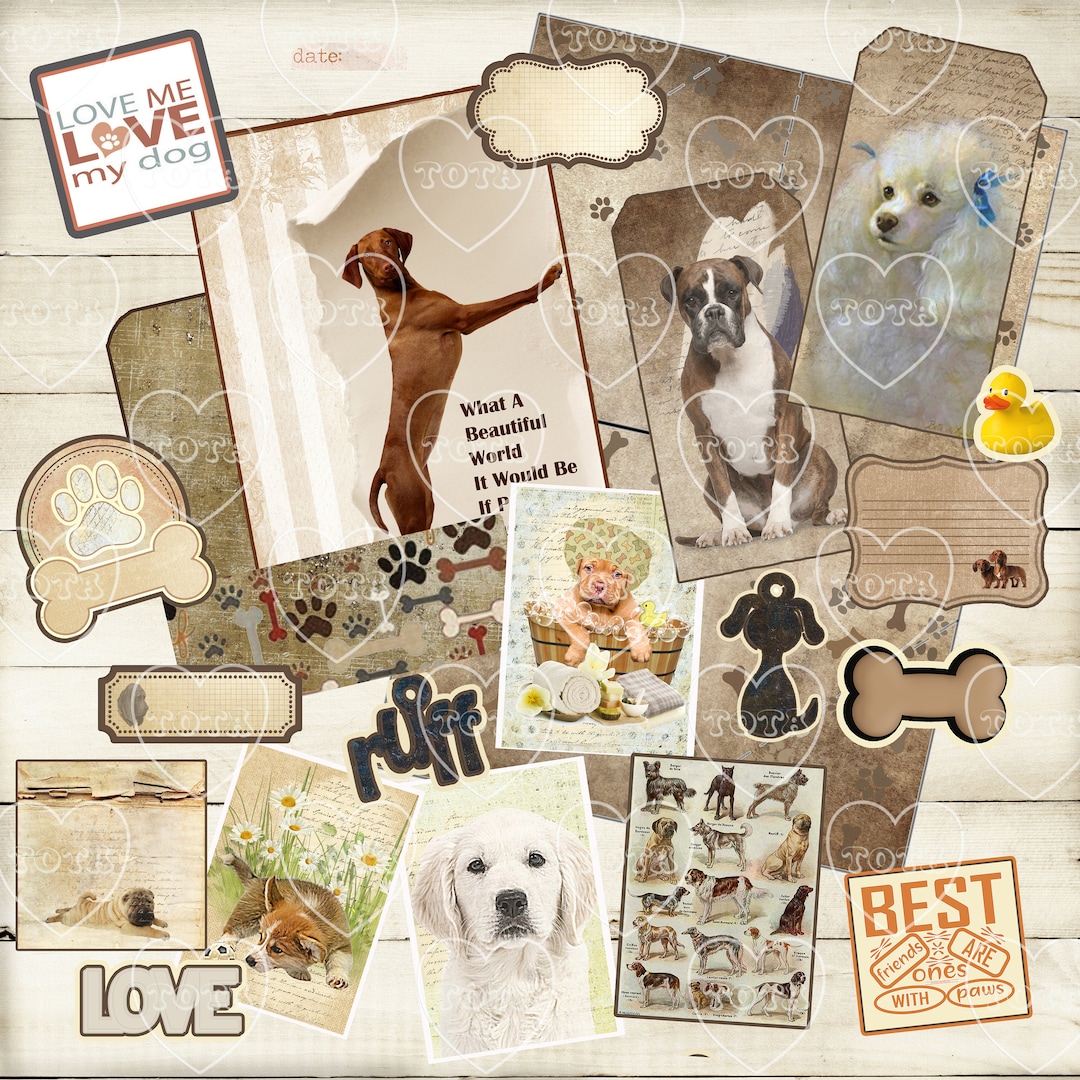 Dogs Tickets, Vintage Dogs, Junk Journal, Shabby, Embellishment, Brown ...